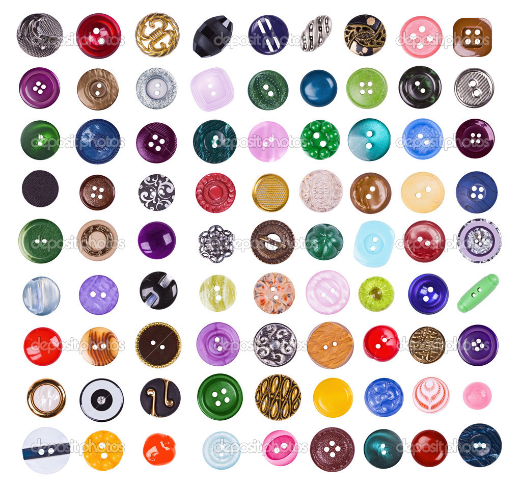 The big set of various buttons on the white — Stock Photo © irogova ...