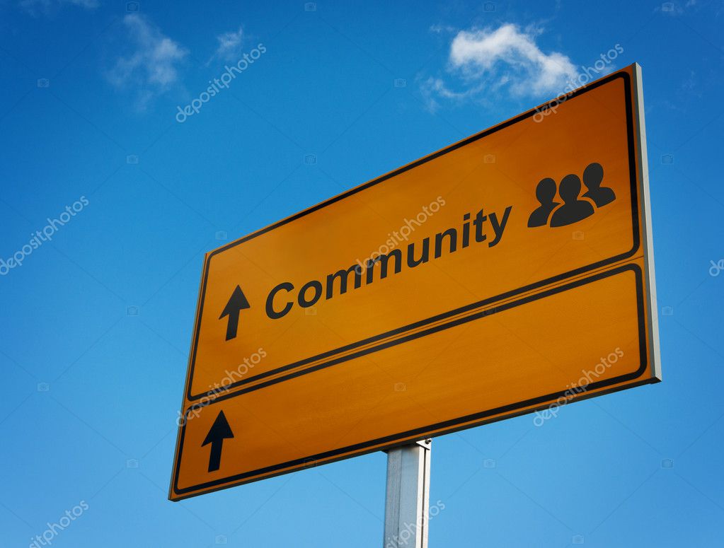 Community road sign with icon group Stock Photo by ©borysshevchuk 21901591