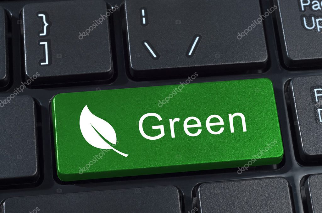 Green button keyboard with icon of leaf. Stock Photo by ©borysshevchuk ...