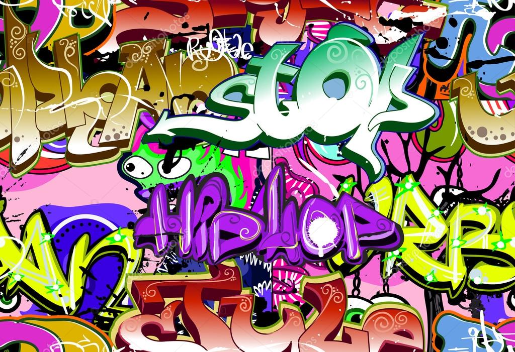 Graffiti wall. Urban art vector background. Seamless hip hop tex ...