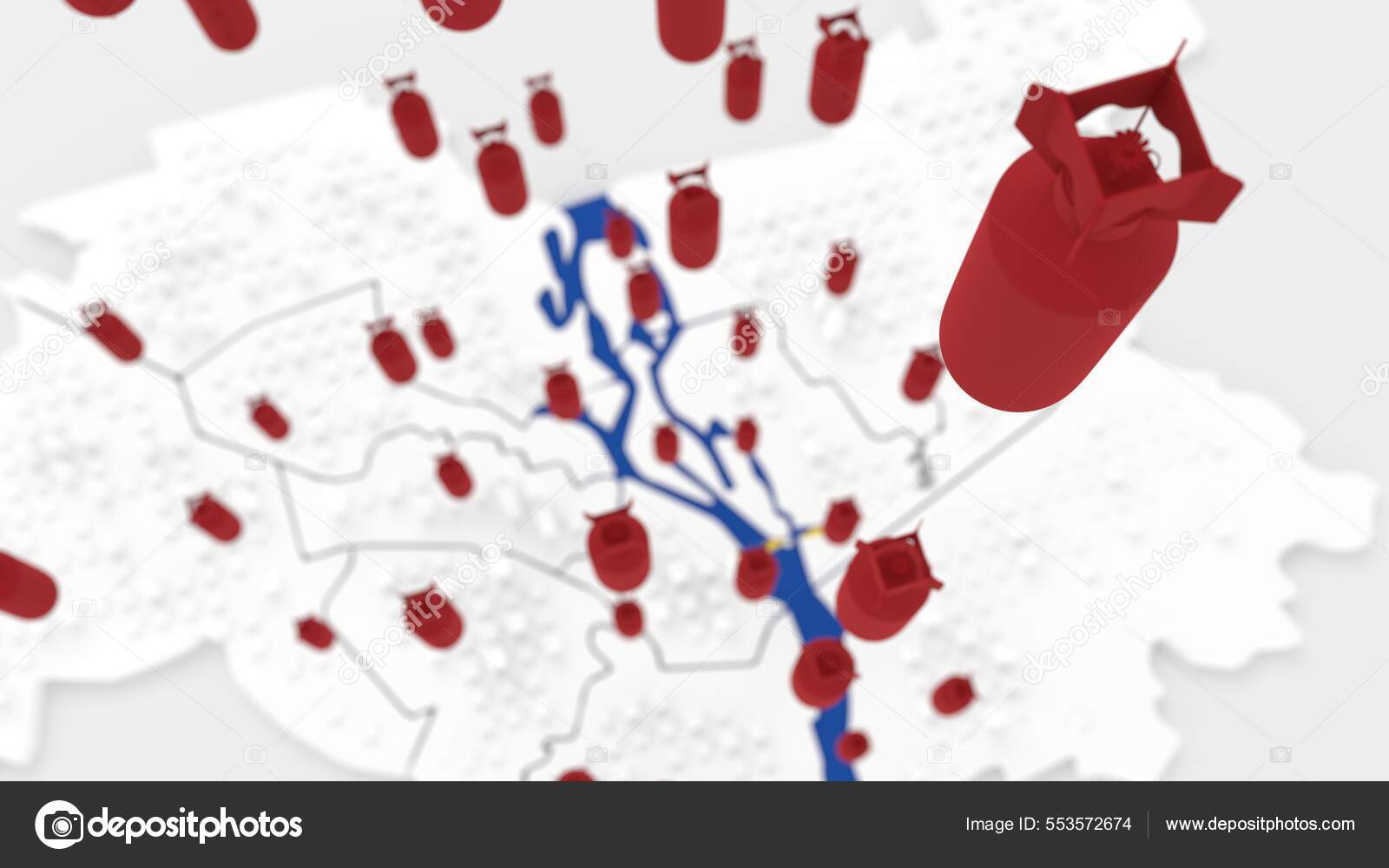 3d mapa esquemático estilizado de Kiev Kiev capital city de Ucrania con ...