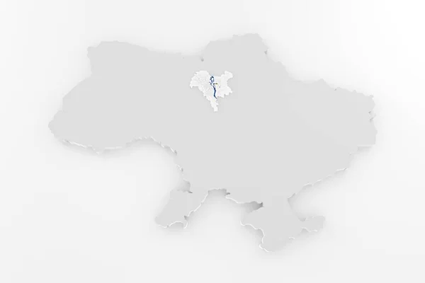 3d stylized schemitic map of Ukraine with f Kyiv Kiev capital cyty on ...