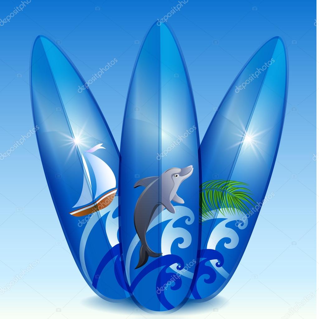Three blue surfboard Stock Vector by ©Marisha 29857067