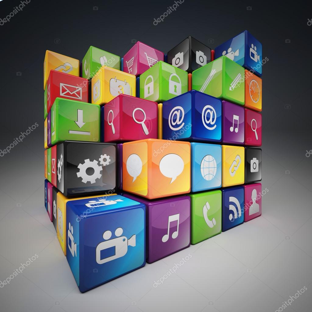 Cube icon set Stock Photo by ©jukai5 40081341