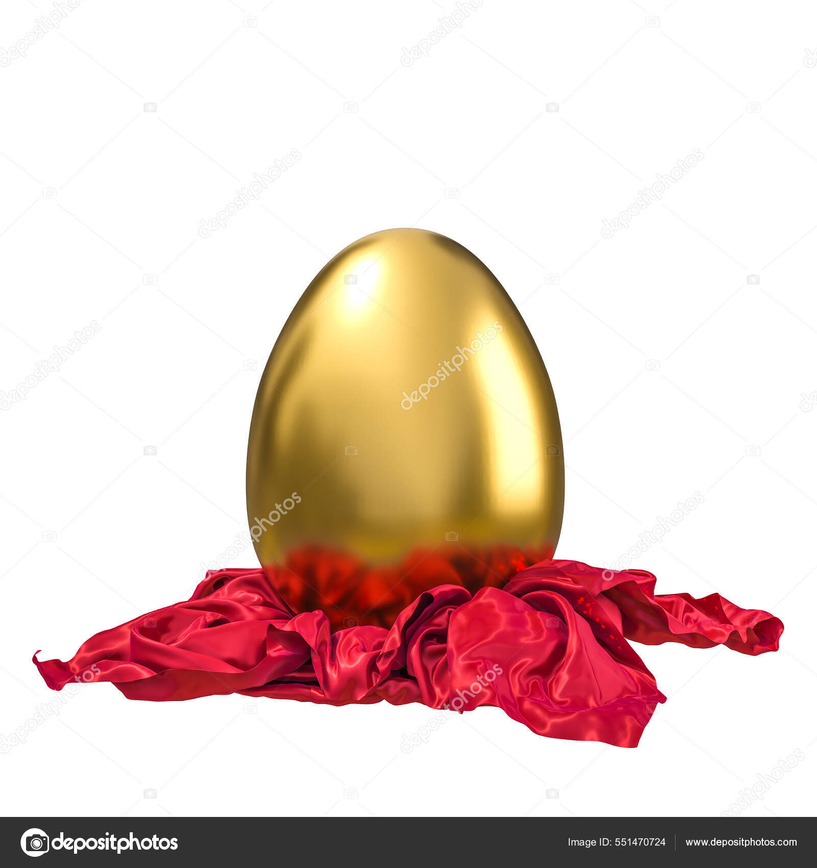 Golden Egg Red Drapery Isolated White Background Render — Stock Photo © jukai5 #551470724