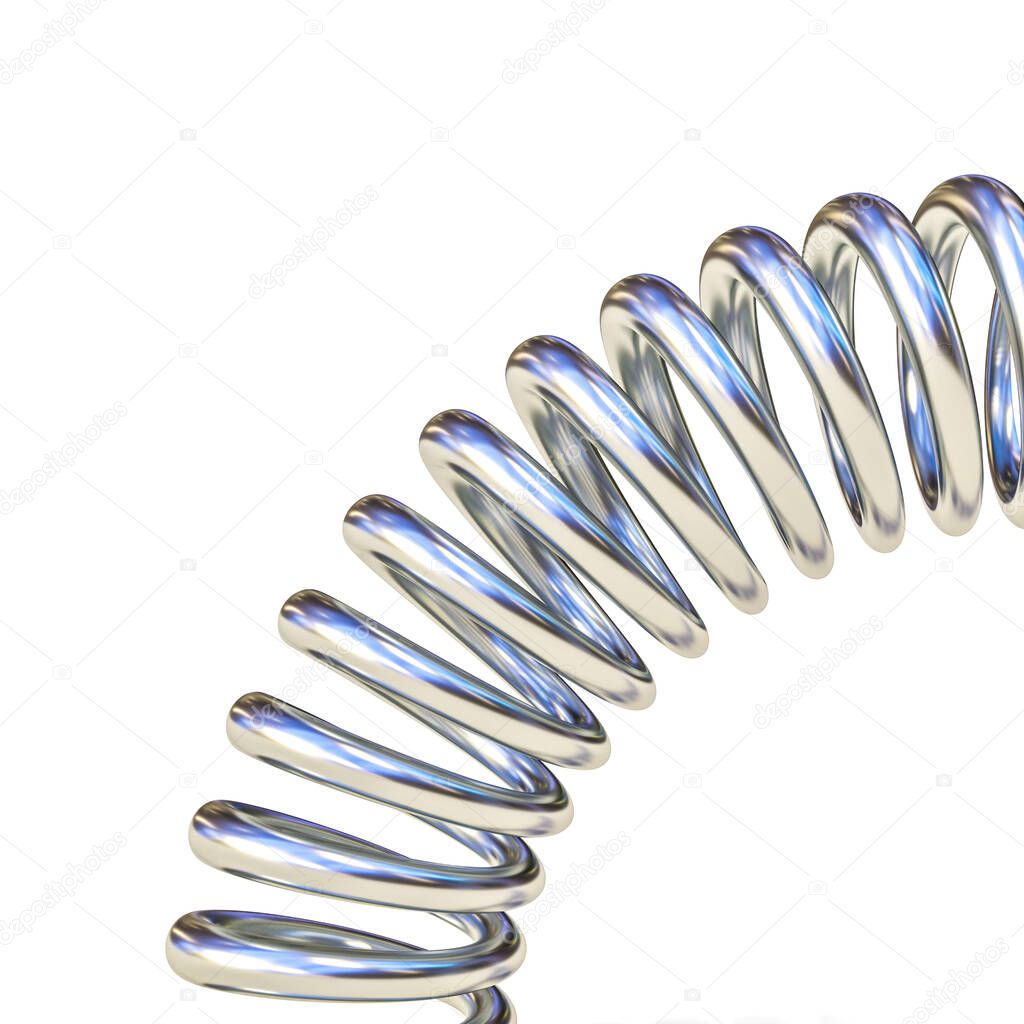 muelle de acero curvado a 90 grados. 3d renderizar. 2023