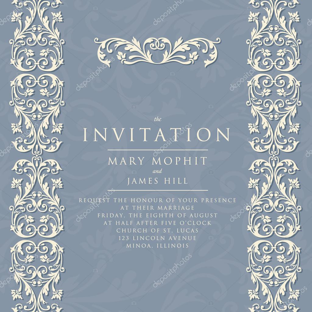 Invitation with a rich background in Renaissance style. Template Stock ...