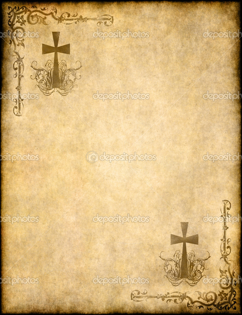 Christian cross on old paper or parchment — Stock Photo ...