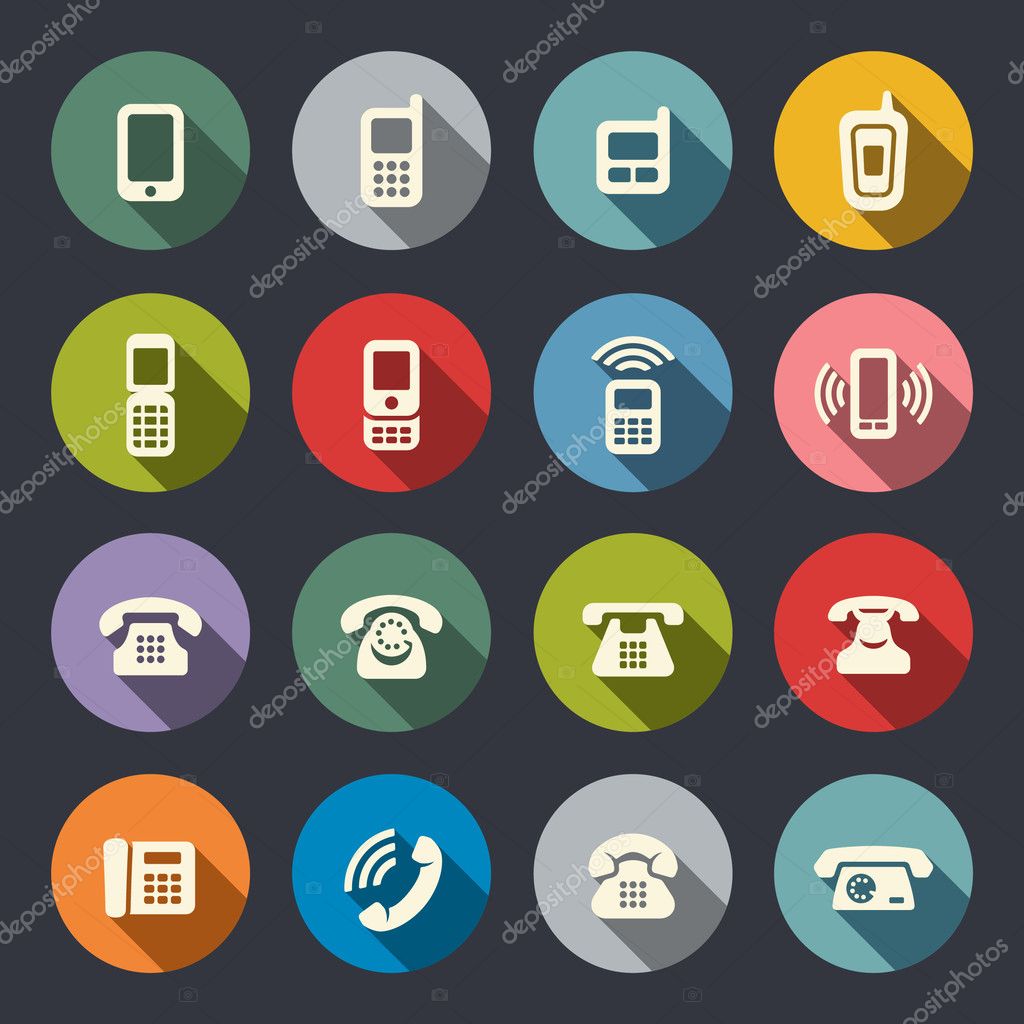 Teléfono icono conjunto Stock Vector by ©missbobbit 47801021