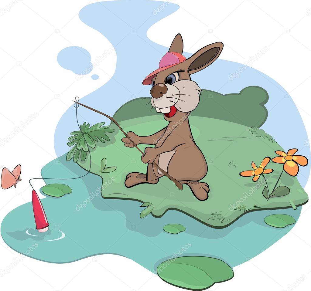 Rabbit the fisherman. Cartoon Stock Vector by ©liusaart 13194125