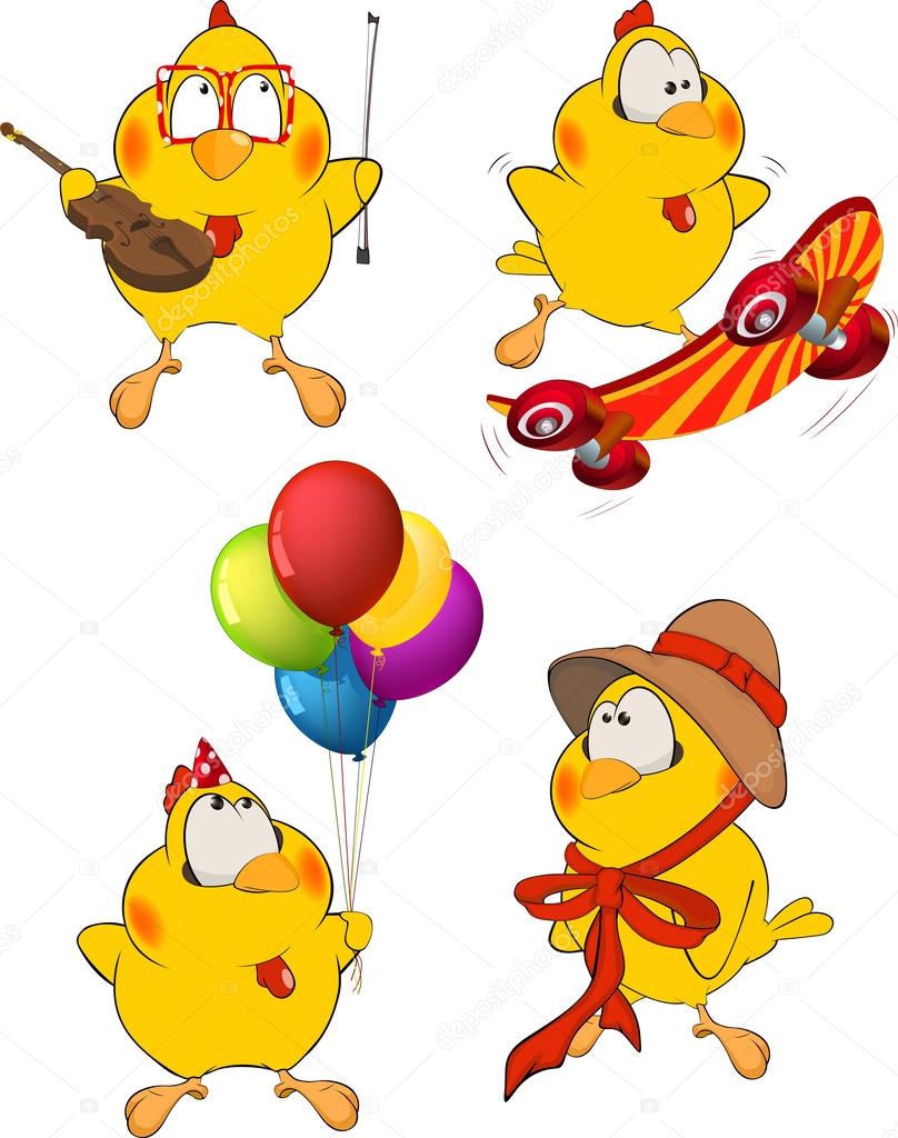 Conjunto de dibujos animados de pollo 2022