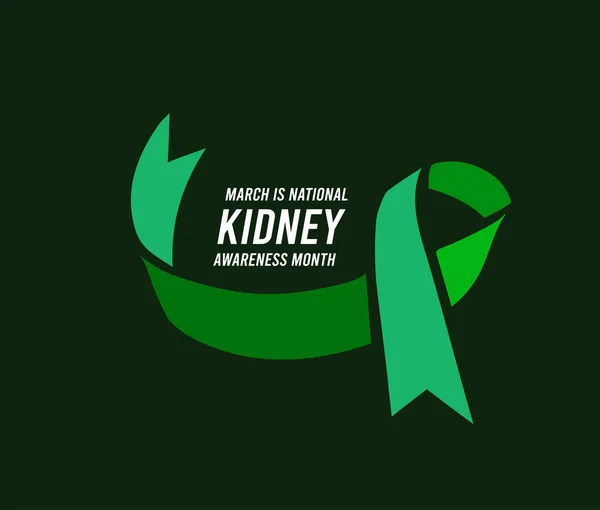 National Kidney Awareness Month Illustration Green Ribbon Light Grey ...