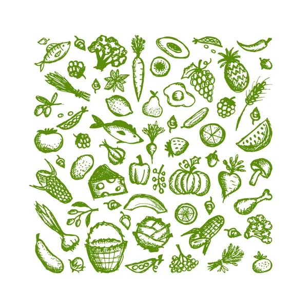 Healthy food background, sketch for your design Stock Vector Image by ...