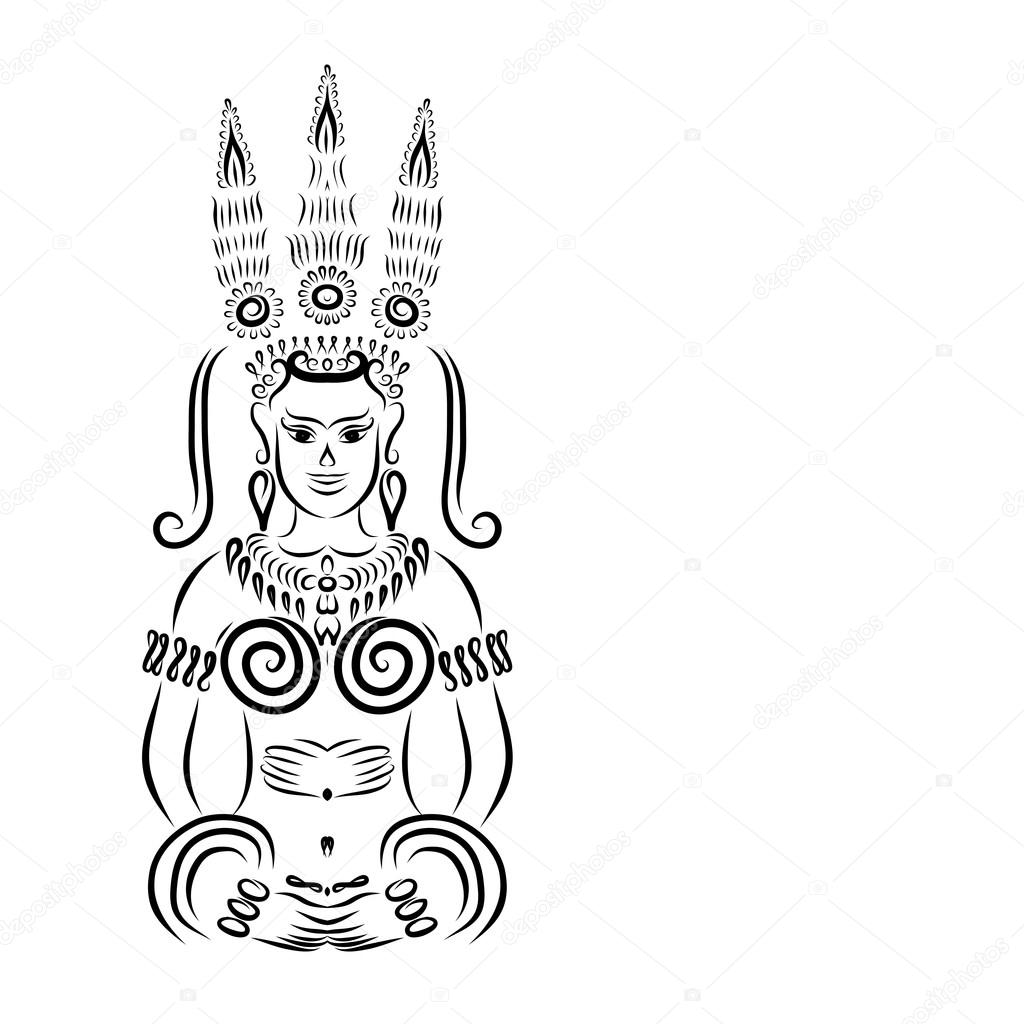 Apsara black silhouette for your design ⬇ Vector Image by © Kudryashka ...