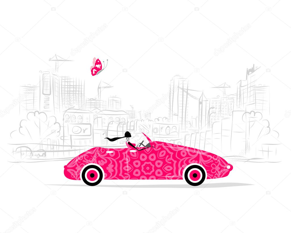 Woman driving car for your design Stock Vector Image by ©Kudryashka ...