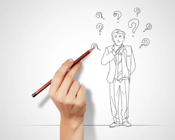Questions and challenges in business drawing Stock Photo by ...