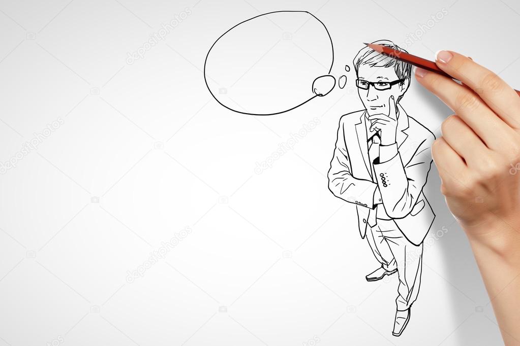 Questions and challenges in business drawing — Stock Photo ...