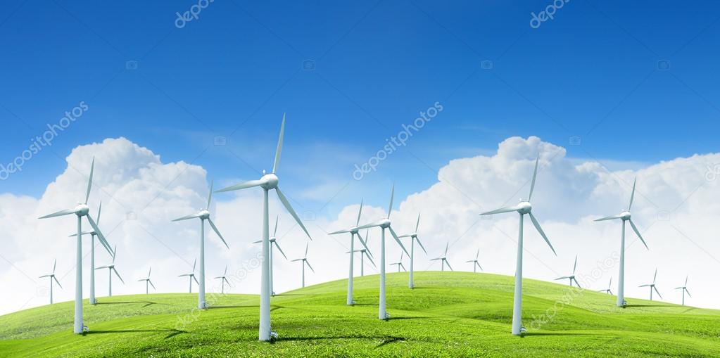 Modern white wind turbines — Stock Photo © SergeyNivens #13921513