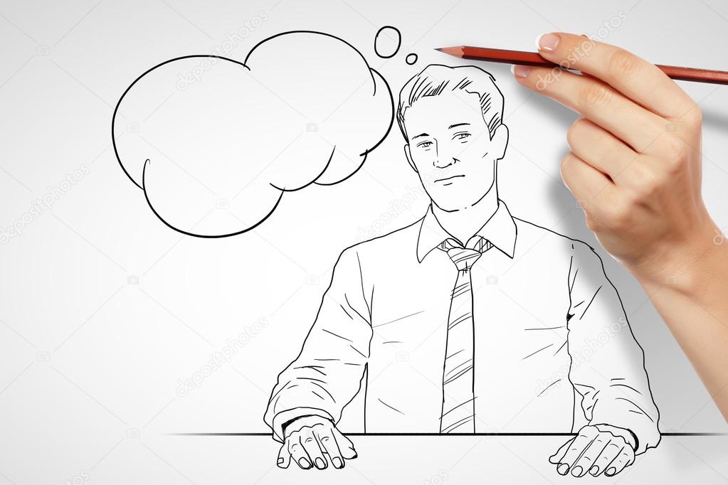 Questions and challenges in business drawing — Stock Photo ...