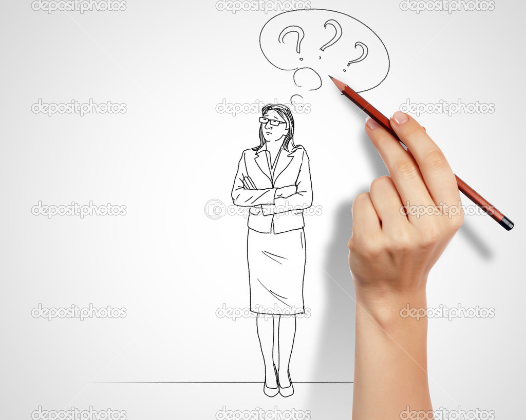 Pencil drawing with quesions and challenges in business — Stock Photo ...
