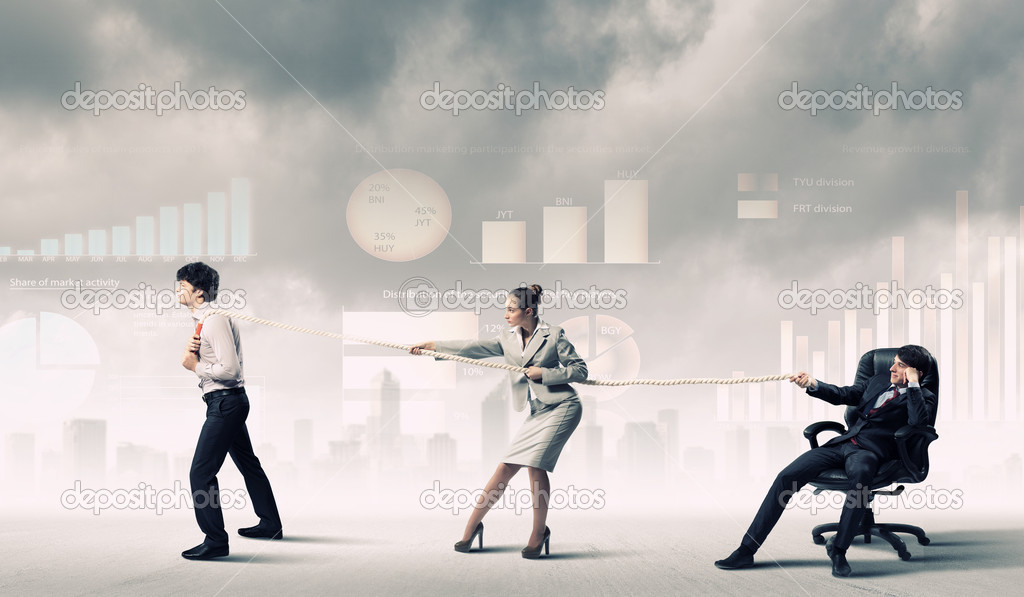 Three business pulling rope Stock Photo by ©SergeyNivens 21248357