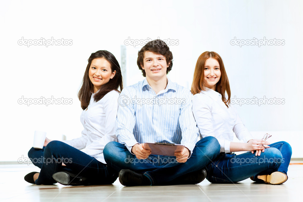 Three students smiling — Stock Photo © SergeyNivens #26425465