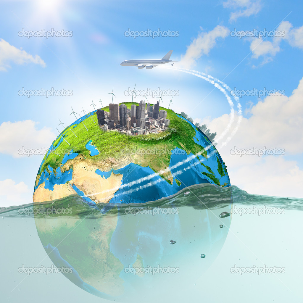 Earth planet in water Stock Photo by ©SergeyNivens 29069411