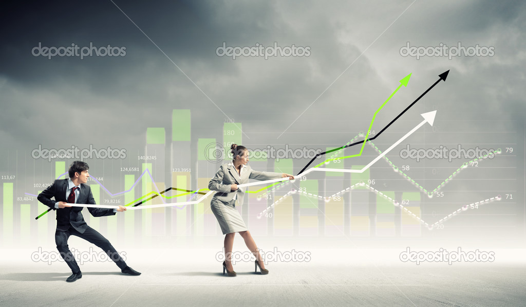 Businesspeople pulling graph Stock Photo by ©SergeyNivens 29314601