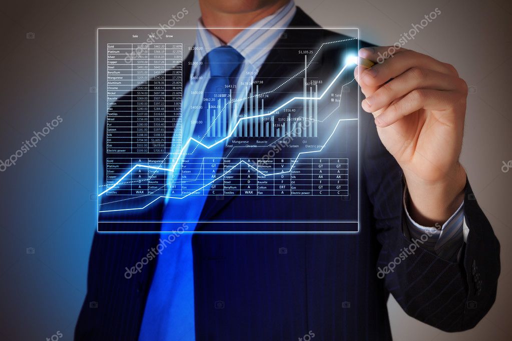 Business man drawing graphics Stock Photo by ©SergeyNivens 30240491