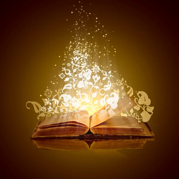 Opened magic book with magic lights Stock Photo by ©efks 103248634