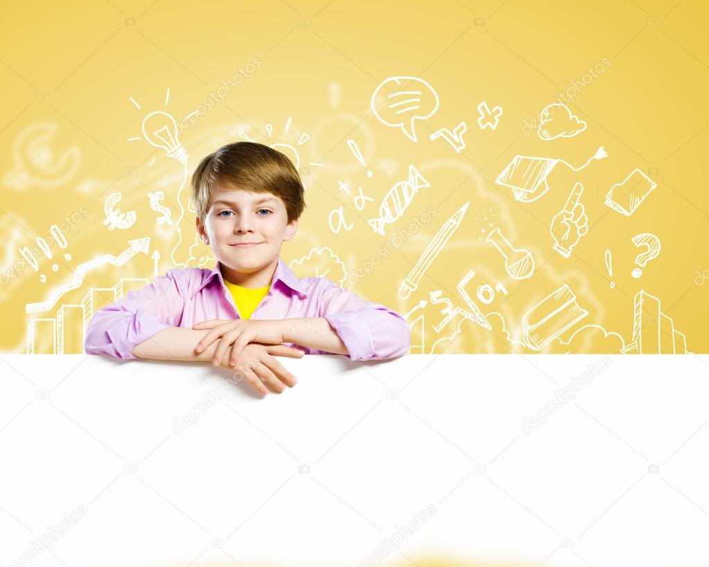 Cute boy with banner — Stock Photo © SergeyNivens #41134335