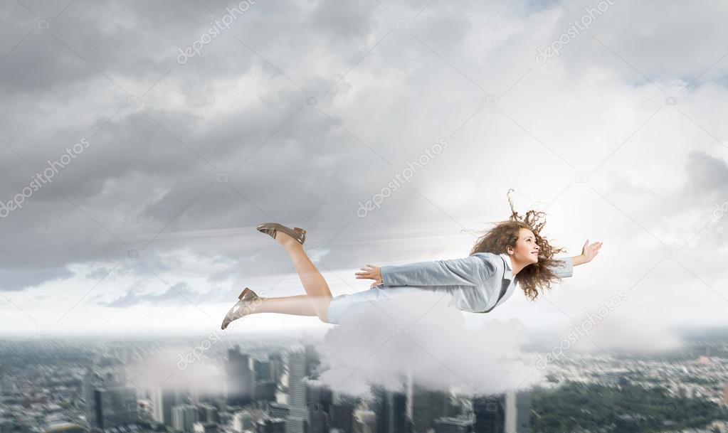 Supermujer voladora — Foto de stock #41819965 © SergeyNivens