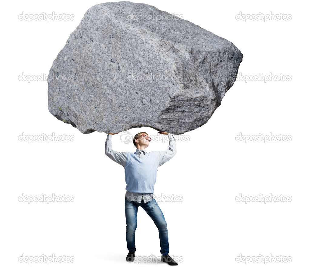 Guy lifting stone ⬇ Stock Photo, Image by © SergeyNivens #50193237