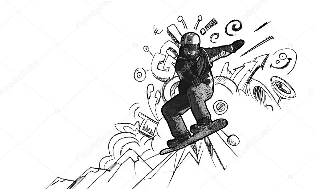 Snowboarding sketch Stock Illustration by ©SergeyNivens #51249191