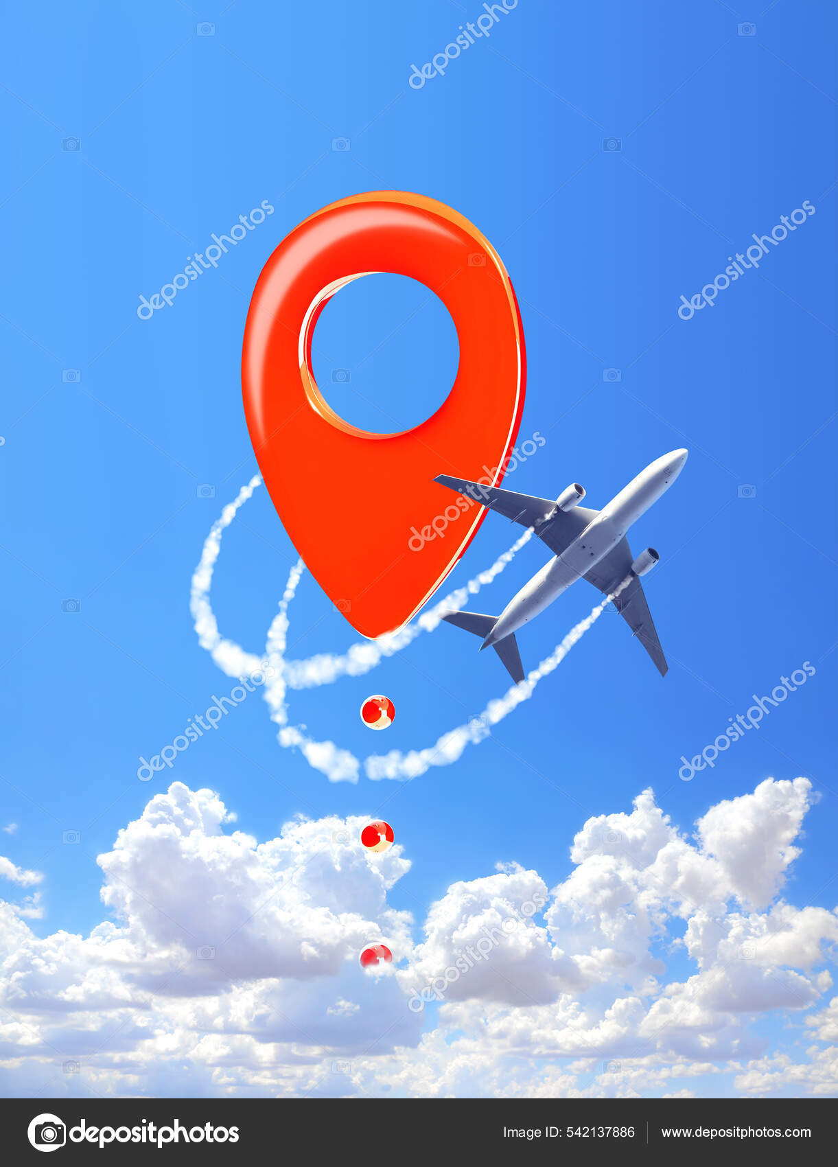 Vertical Nature Background Aircraft Location Pin Sign Sky Flight Route ...