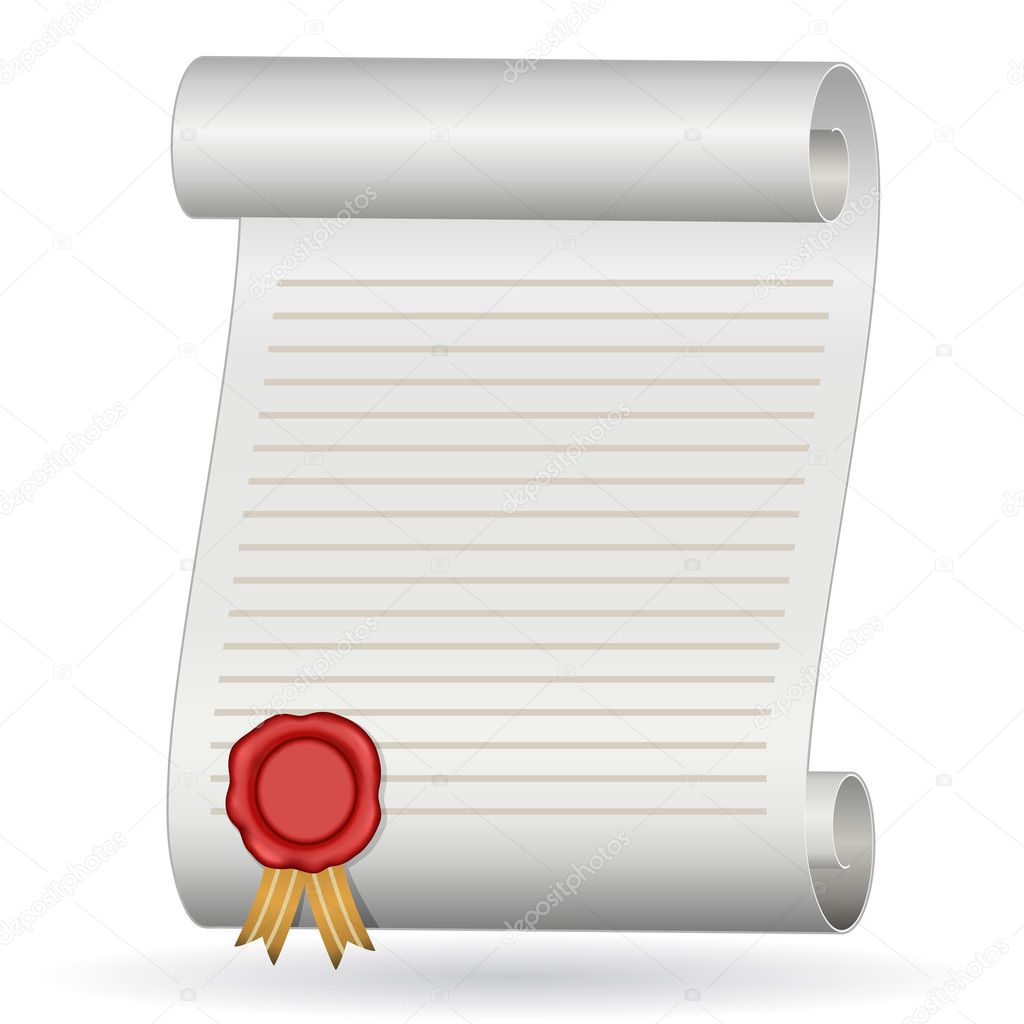 Agreement. Scroll with wax seal. Stock Vector by ©frbird 30044179