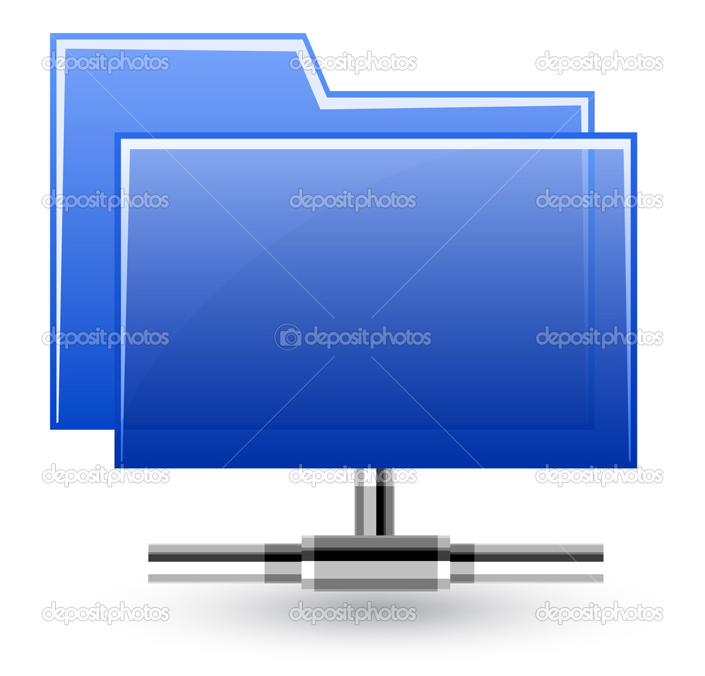 Vector illustration of blue folder with network connection Stock Vector ...