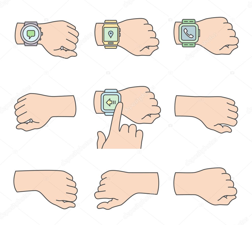 Hands with smartwatch icons Stock Vector Image by ©frbird #47426189