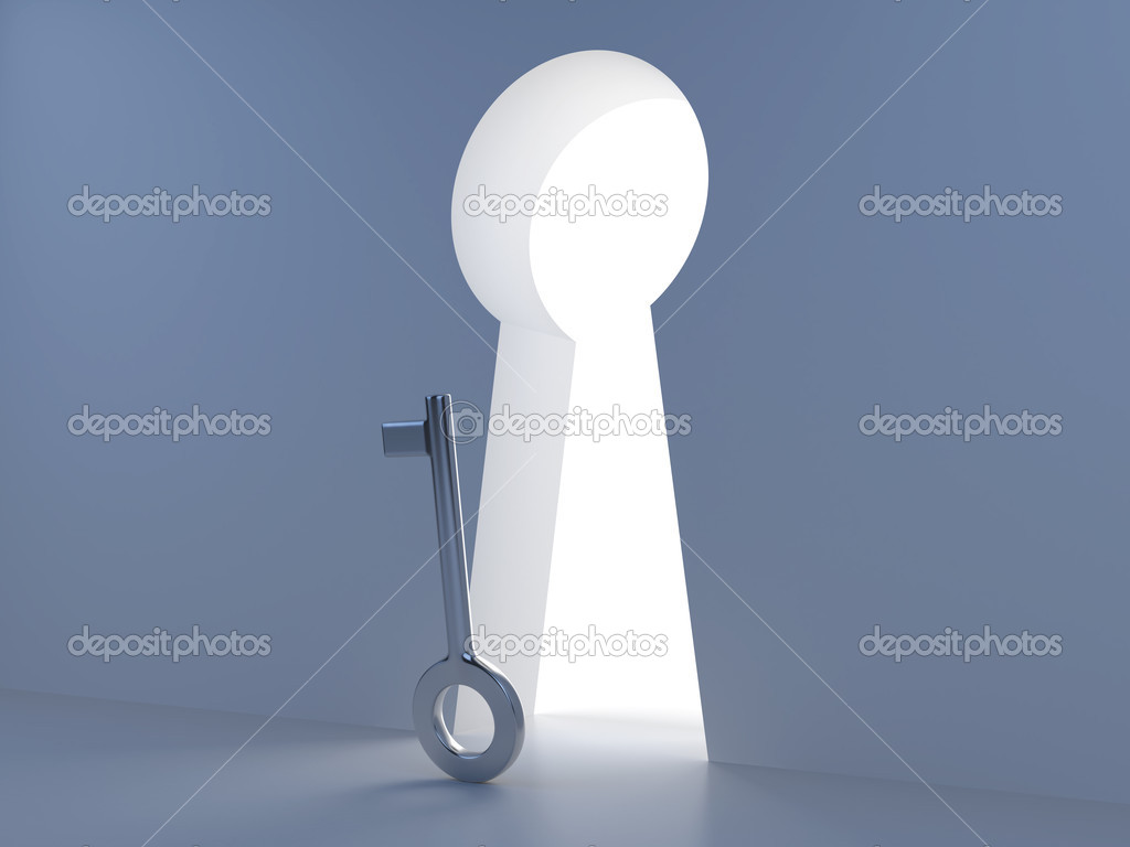 3d big keyhole frame with small key Stock Photo by ©Altsha 25403839