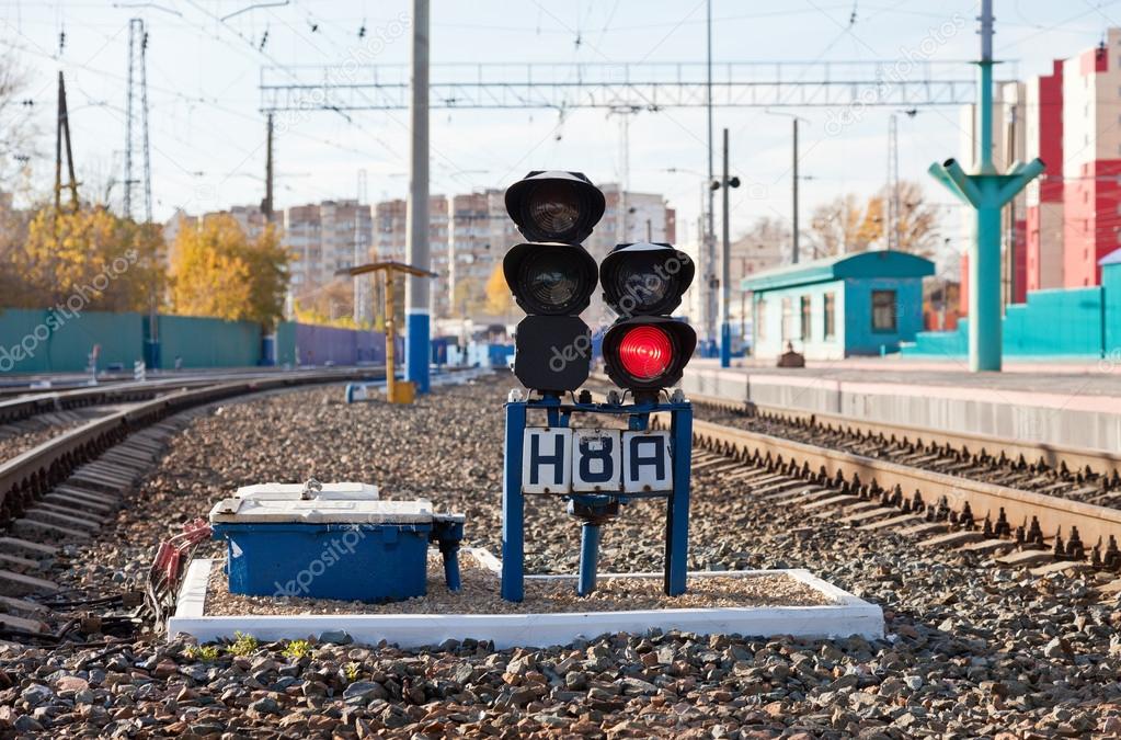 Traffic light on railway station Stock Photo by ©blinow61 13885580