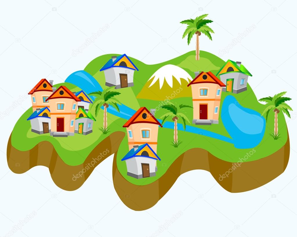 Drawing of the land with house — Stock Vector © cobol1964 #40328723