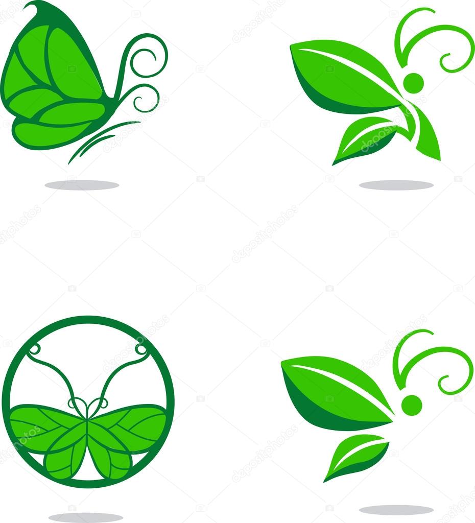 Butterflies and leaves signs Stock Vector Image by ©Veronichka #33540351