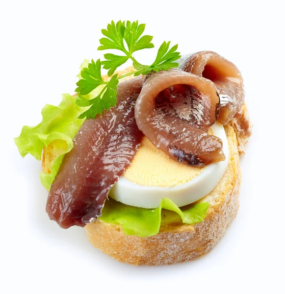 Canape with anchovy and egg Stock Photo by ©magone 34837491