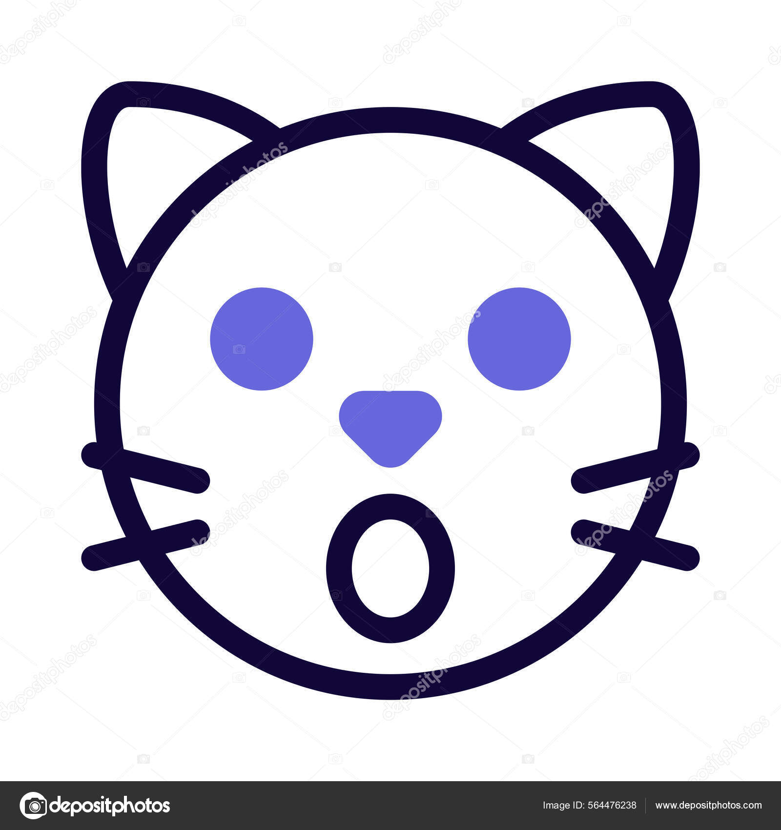 Shock Expression Cat Emoticon Wide Open Mouth Stock Vector Image by ...