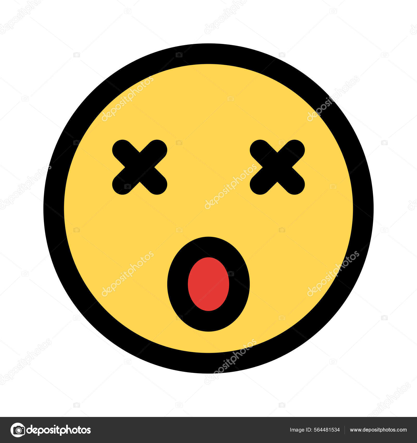 Forvirret Ansigtsudtryk Med Krydsede Øjne Åben Mund Emoji Stockvektor ...