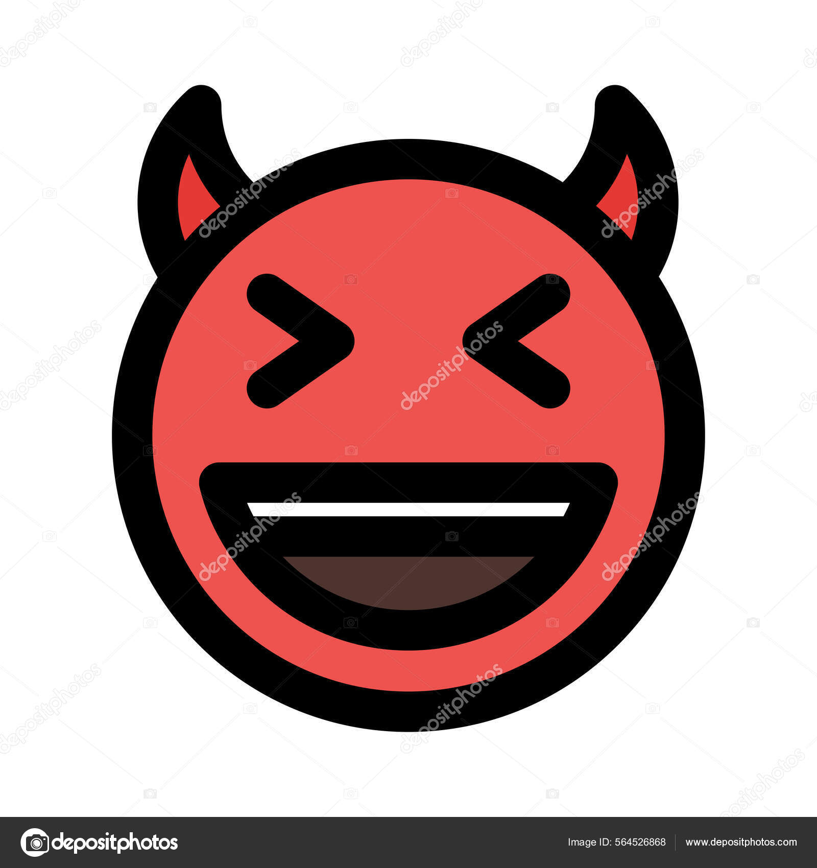 Grinning Demon Horns Smile Open Mouth Stock Vector by ©get4net 564526868