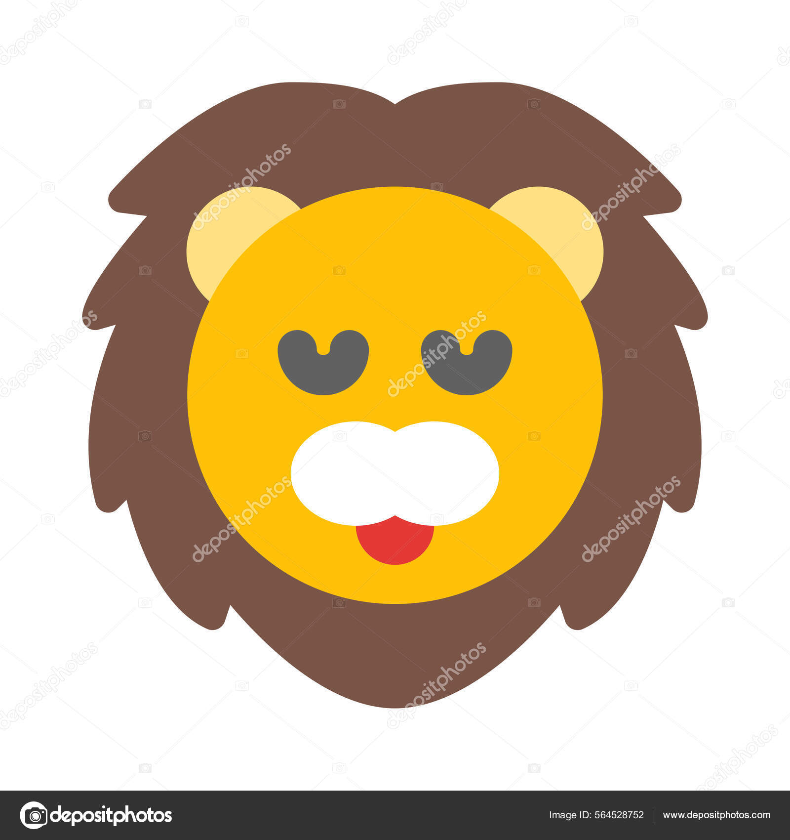 Pensive Lion Expression Emoticon Isolated Place Stock Vector Image by ...
