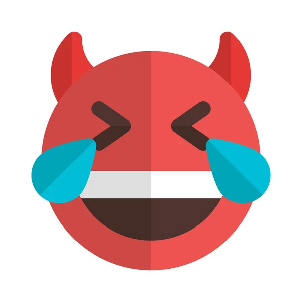 Cara Diablo Con Cuernos Emoji Llorando Con Lágrimas Vector de stock por ...