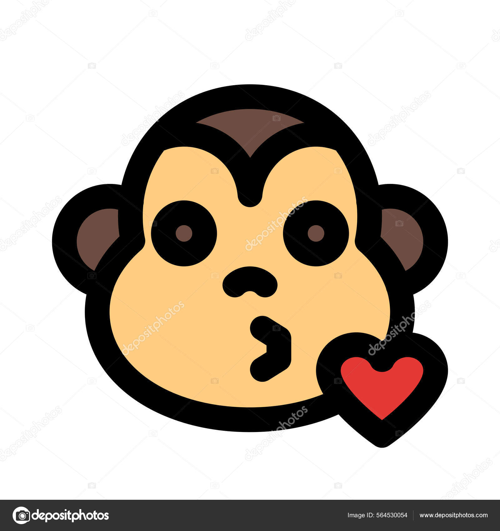 Affe Bläst Einen Kuss Bildliche Darstellung Emoticon Stock-Vektorgrafik ...