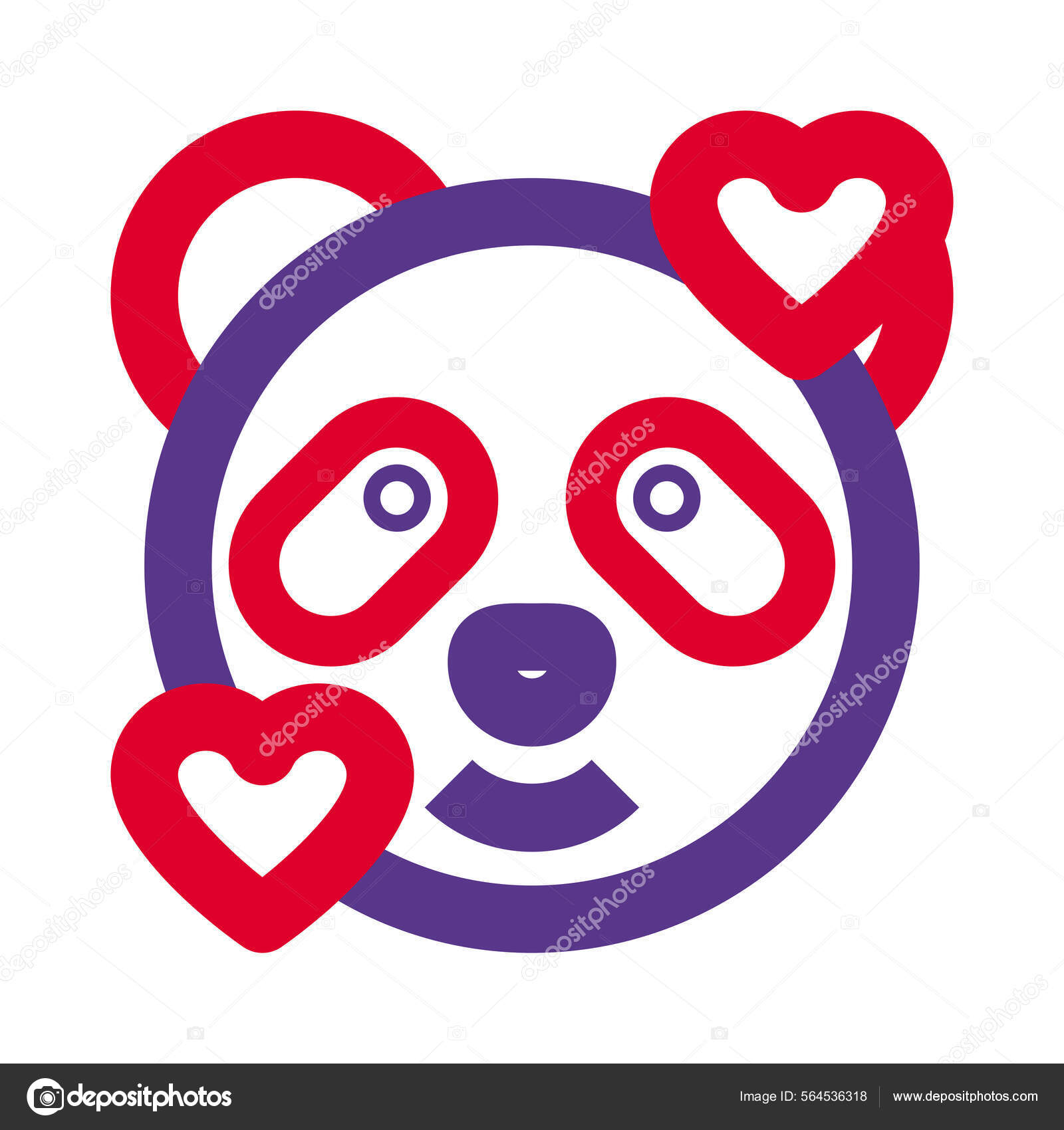 Sorrindo Panda Com Corações Girando Torno Emoticon Rosto Vetor de stock ...